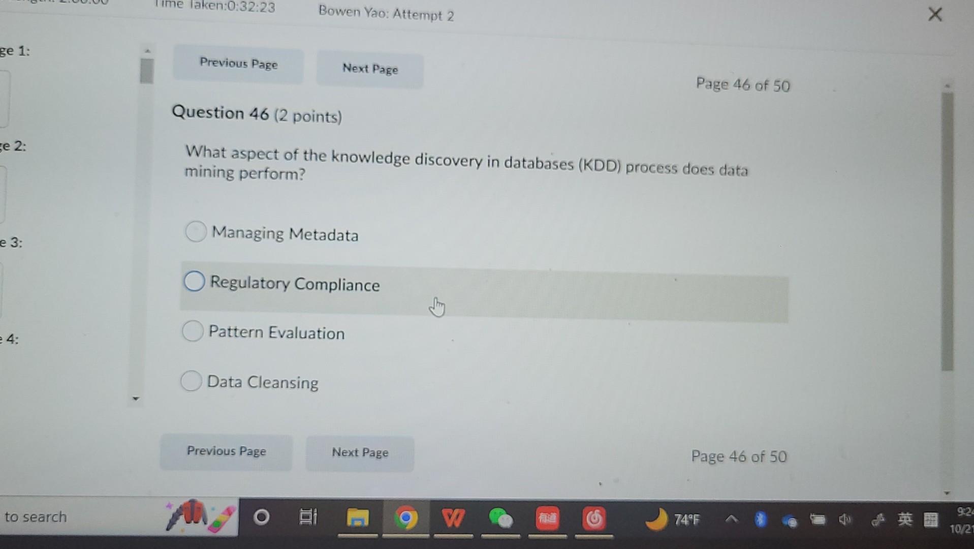 Solved What aspect of the knowledge discovery in databases | Chegg.com