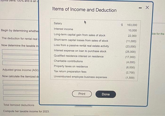 Solved Standard Deduction Amounts Items of Income and | Chegg.com