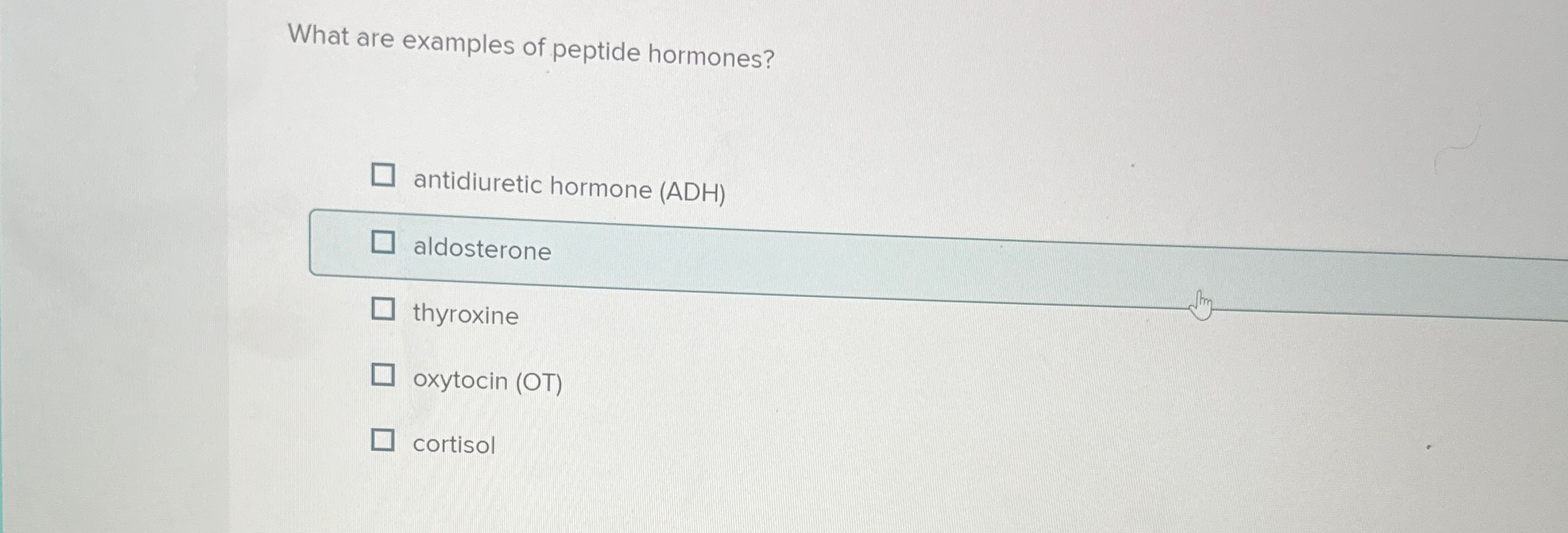 Solved What are examples of peptide hormones?antidiuretic | Chegg.com