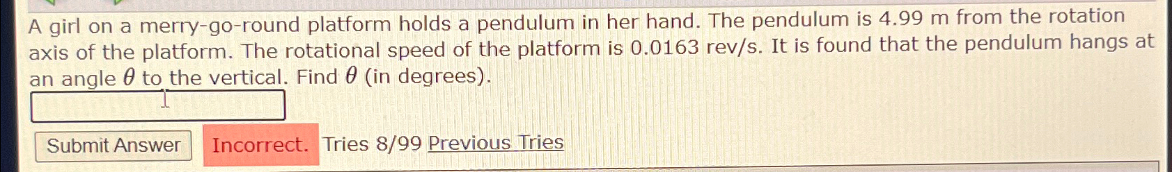 Solved A girl on a merry-go-round platform holds a pendulum | Chegg.com