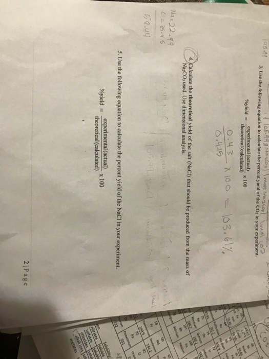 Solved 4. Calculate the theoretical yield of the salt (NaCl) | Chegg.com