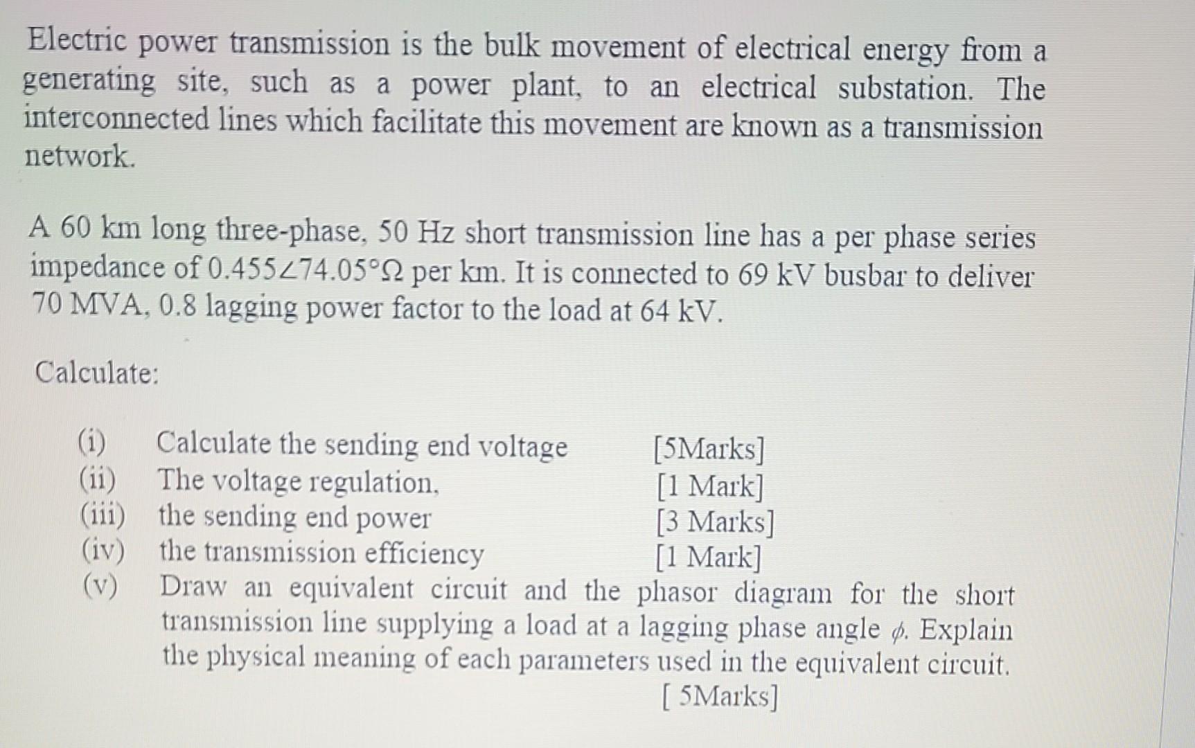 Solved Electric power transmission is the bulk movement of | Chegg.com