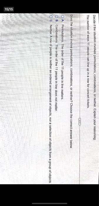 Solved Decide If The Situation Involves Permutations
