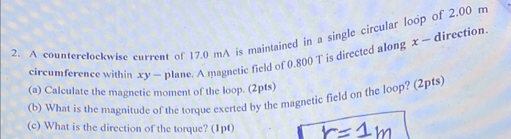 Solved A counterclockwise current of 17.0mA ﻿is maintained | Chegg.com