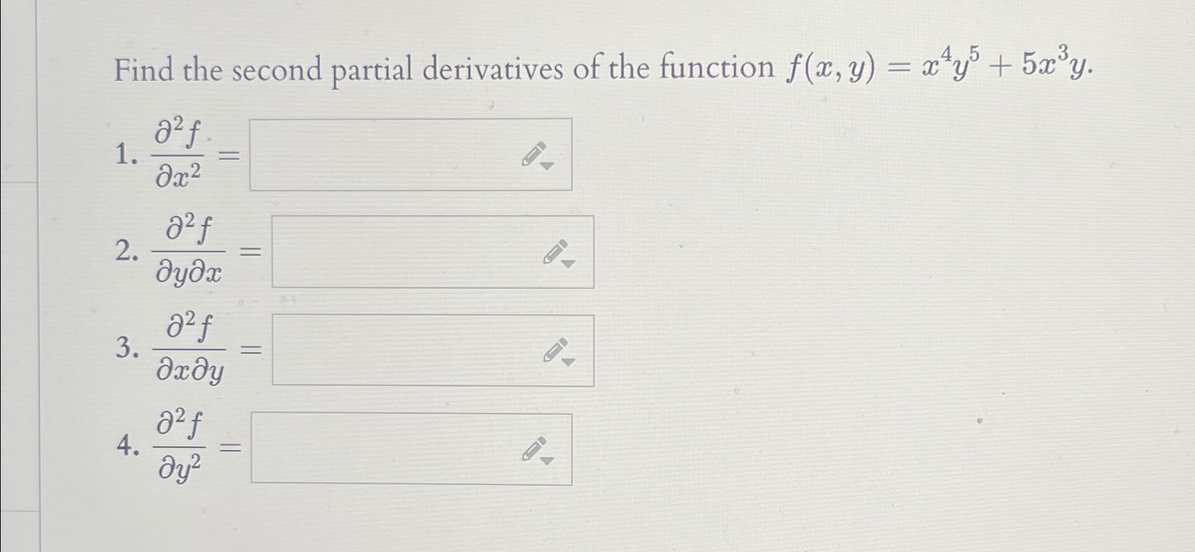 Solved Find the second partial derivatives of the function | Chegg.com