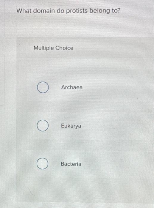 Solved What domain do protists belong to? Multiple Choice | Chegg.com