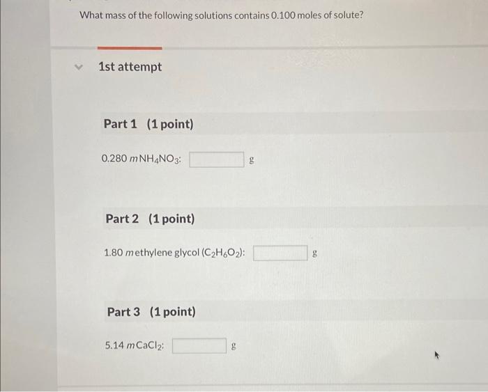 Solved What mass of the following solutions contains 0.100 | Chegg.com