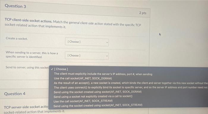 UDP client-side socket actions. Match the general | Chegg.com UDP client-side socket actions. Match the general | Chegg.com