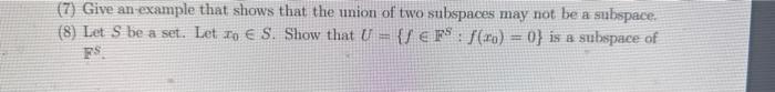 Solved (7) Give an-example that shows that the union of two | Chegg.com
