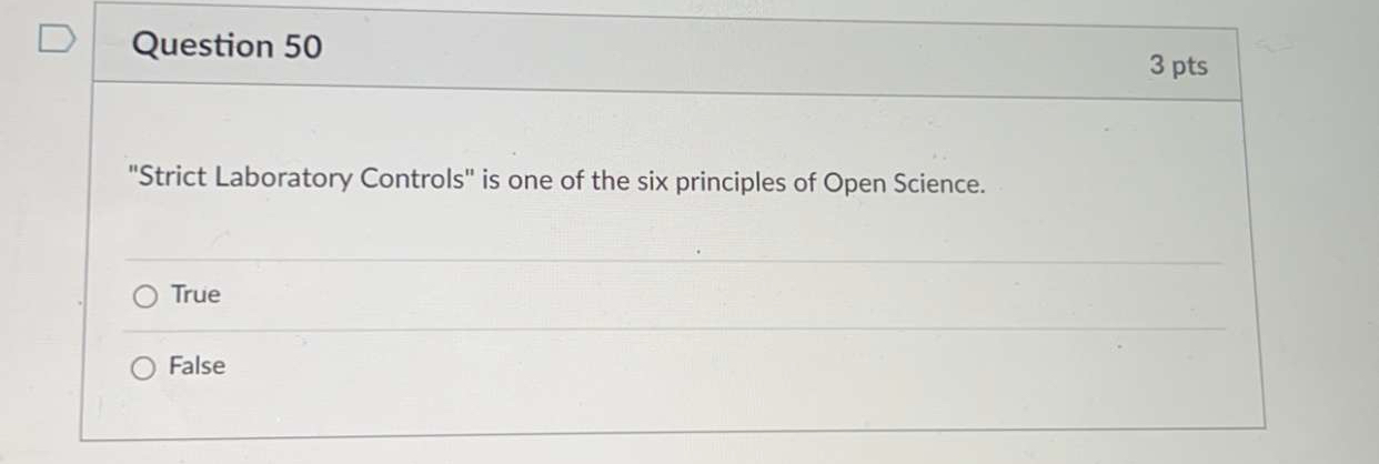 Solved Question 503 ﻿pts"Strict Laboratory Controls" is one | Chegg.com
