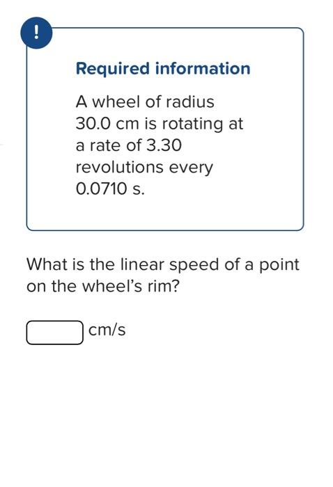 Solved ! Required information A wheel of radius 30.0 cm is | Chegg.com