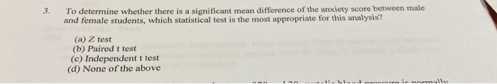 Solved To determine whether there is a significant mean | Chegg.com