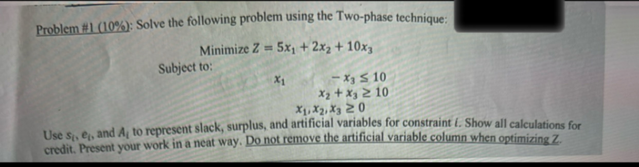 Solved Solve the following problem using the Two-phase | Chegg.com