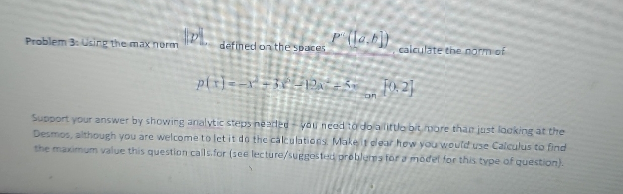 Solved Problem 3: Using the max norm ||p||, ﻿defined on the | Chegg.com