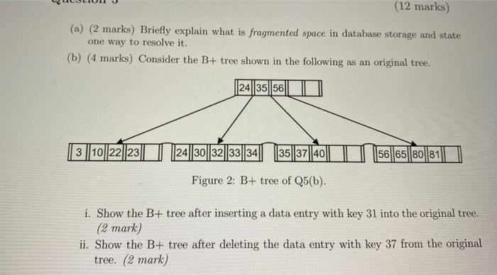 Solved (a) (2 marks) Briefly explain what is fragmented | Chegg.com