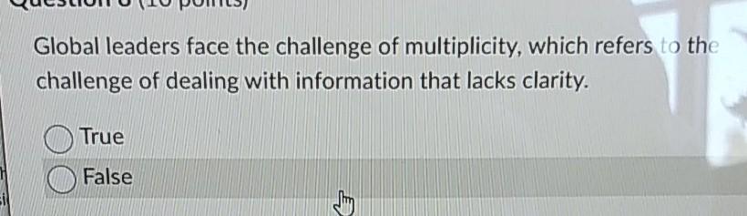 Solved Global leaders face the challenge of multiplicity, | Chegg.com