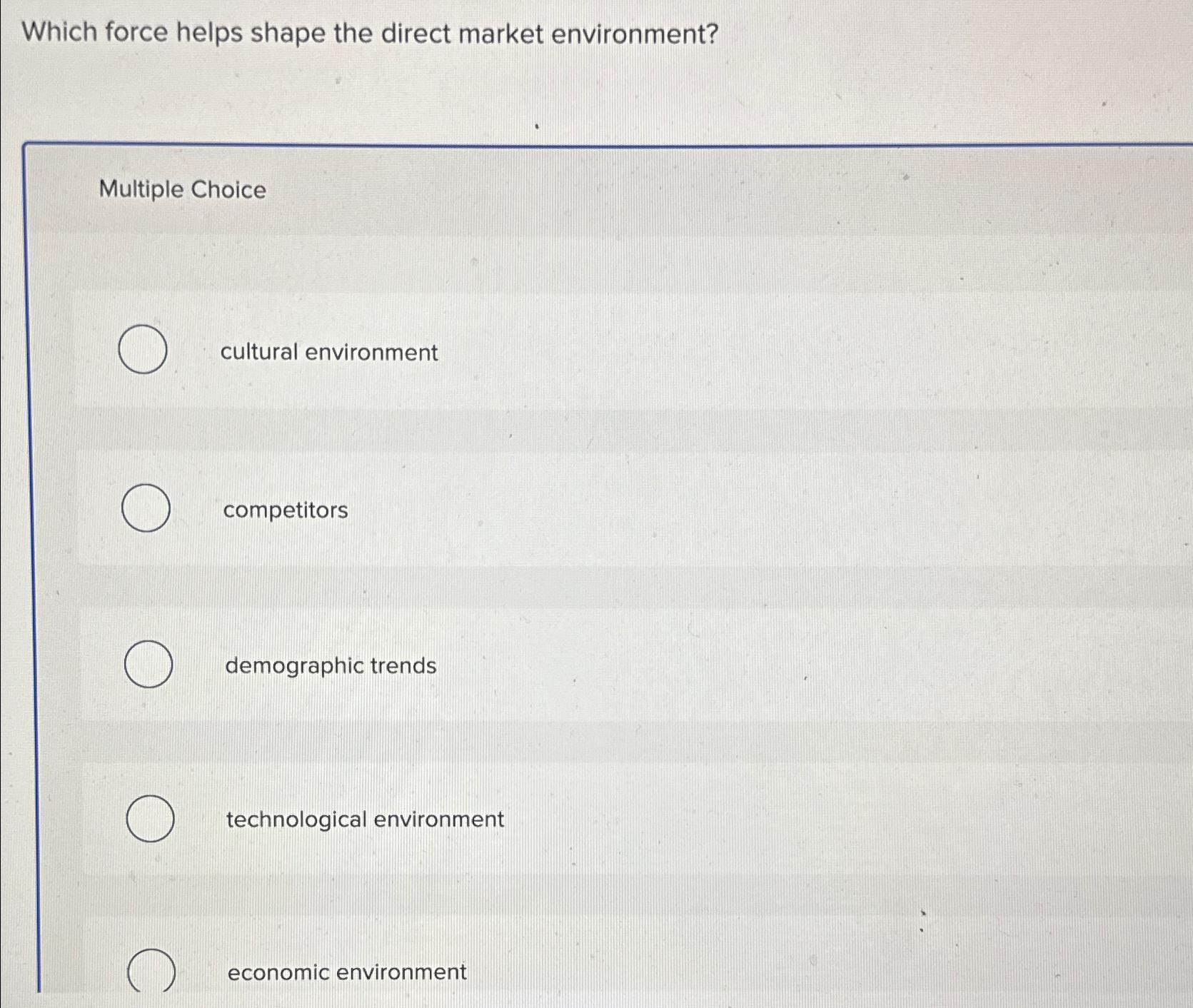 Solved Which force helps shape the direct market | Chegg.com