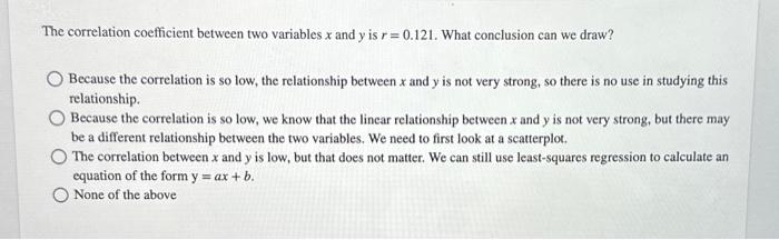 Solved The correlation coefficient between two variables x | Chegg.com