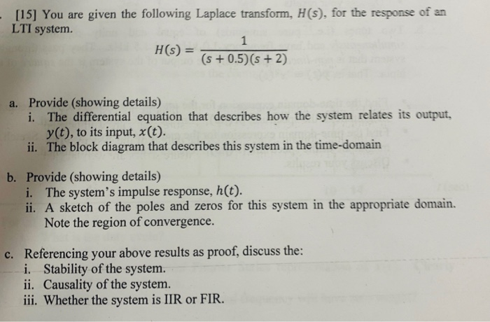 Solved [15] You are given the following Laplace transform, | Chegg.com