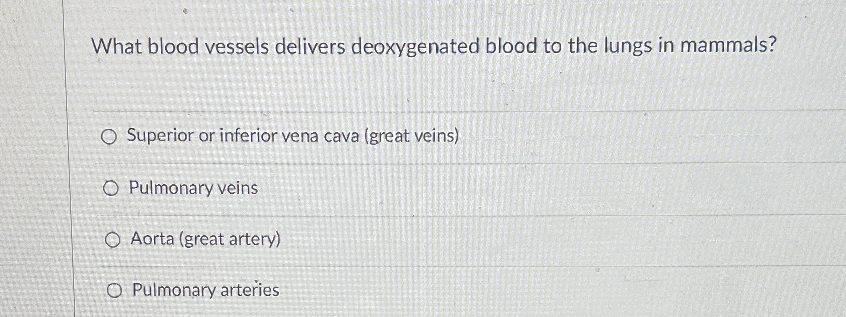 Solved What blood vessels delivers deoxygenated blood to the | Chegg.com