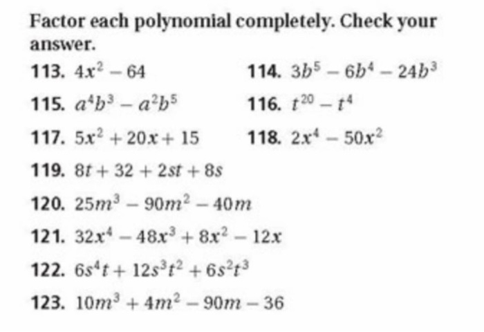 Solved Factor each polynomial completely. Check your answer. | Chegg.com
