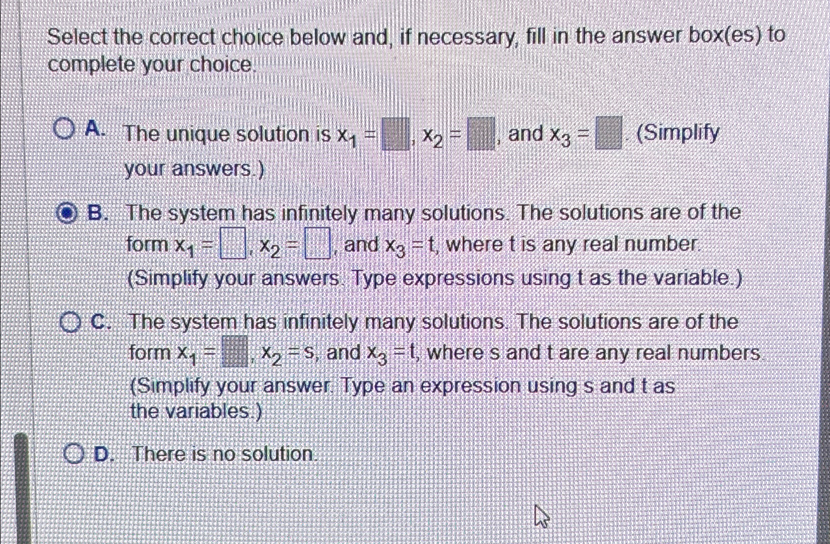 Select the correct choice below and, if necessary, | Chegg.com