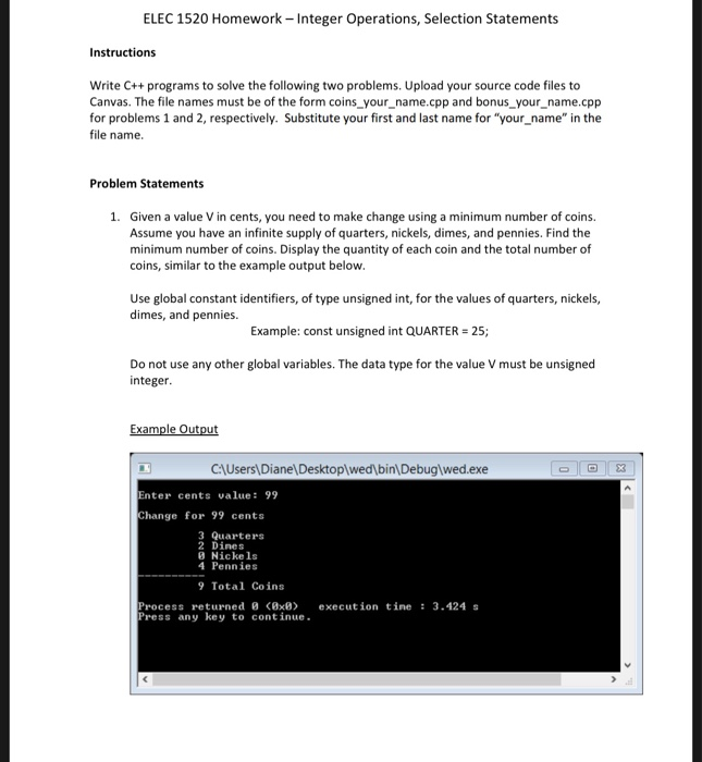 Solved Elec 1520 Homework Integer Operations Selection