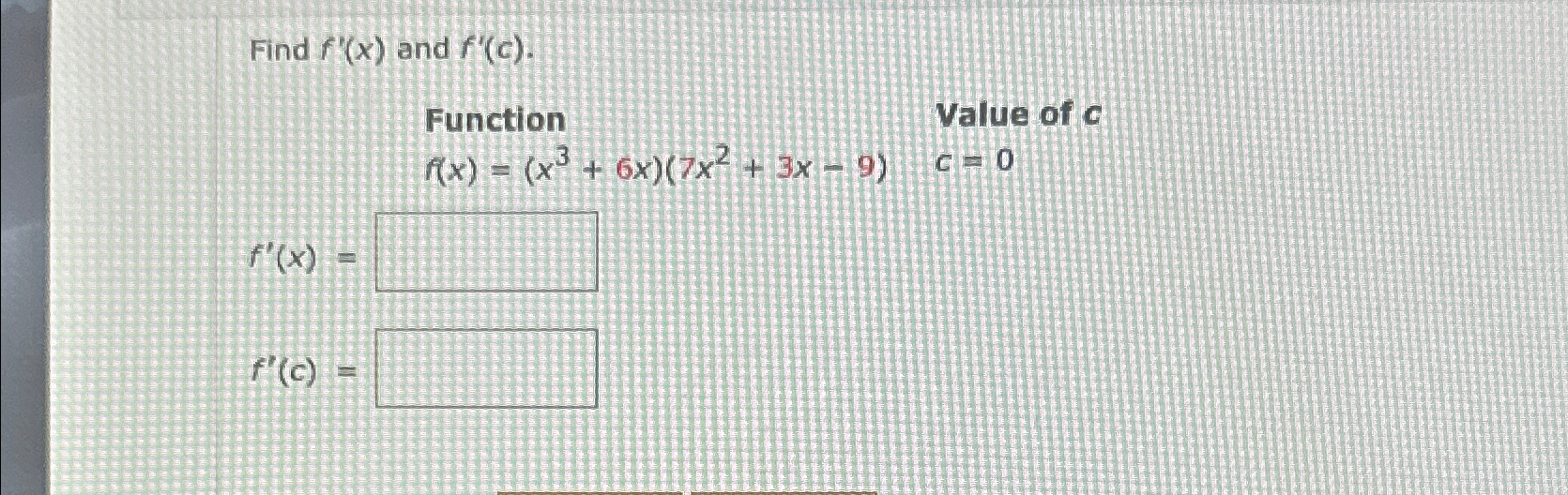 Solved Find f'(x) ﻿and | Chegg.com