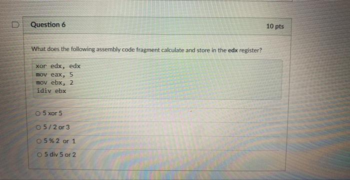 Solved What in the ultimate value in the eax regsiter after | Chegg.com