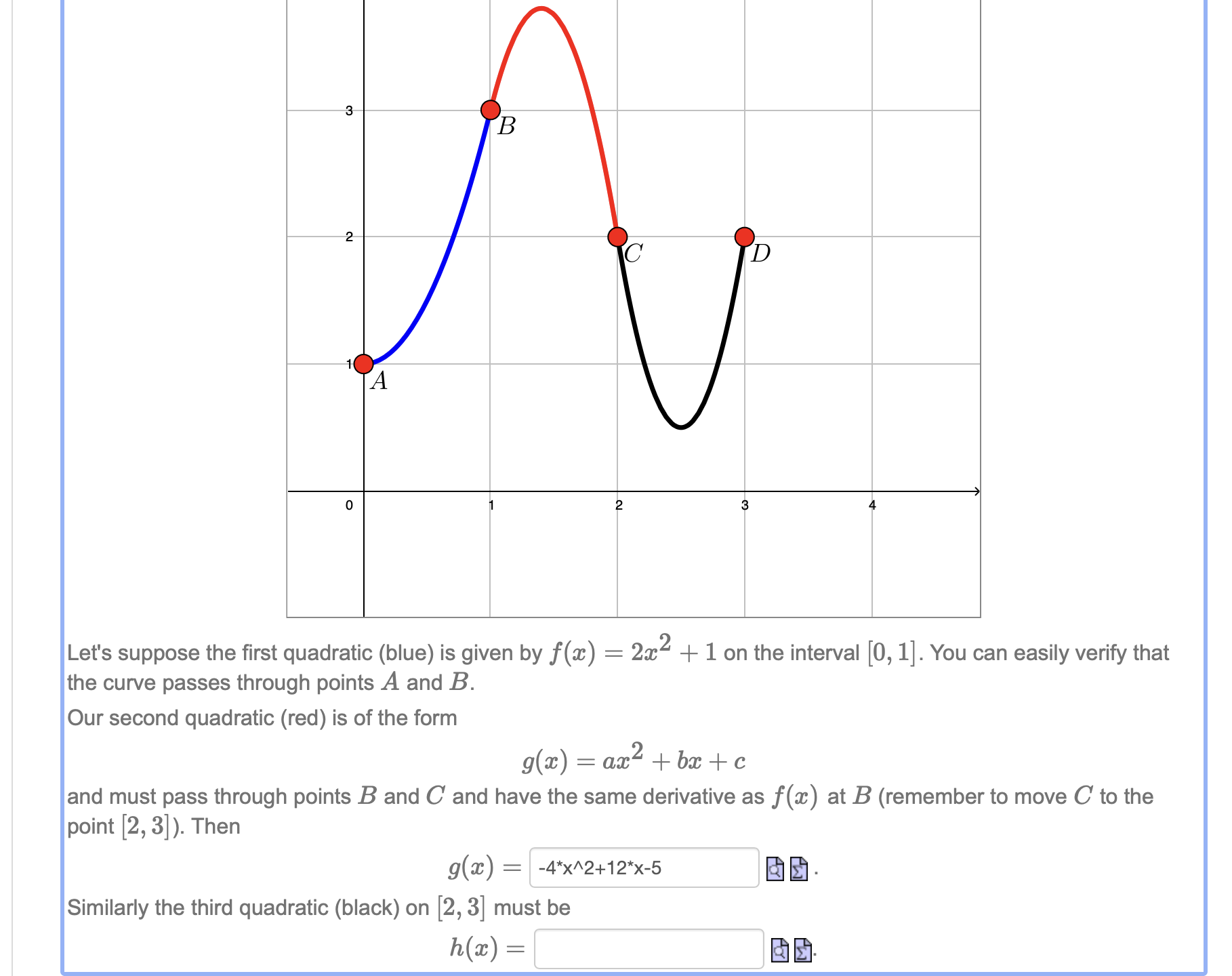 Solved Let's suppose the first quadratic (blue) ﻿is given by | Chegg.com
