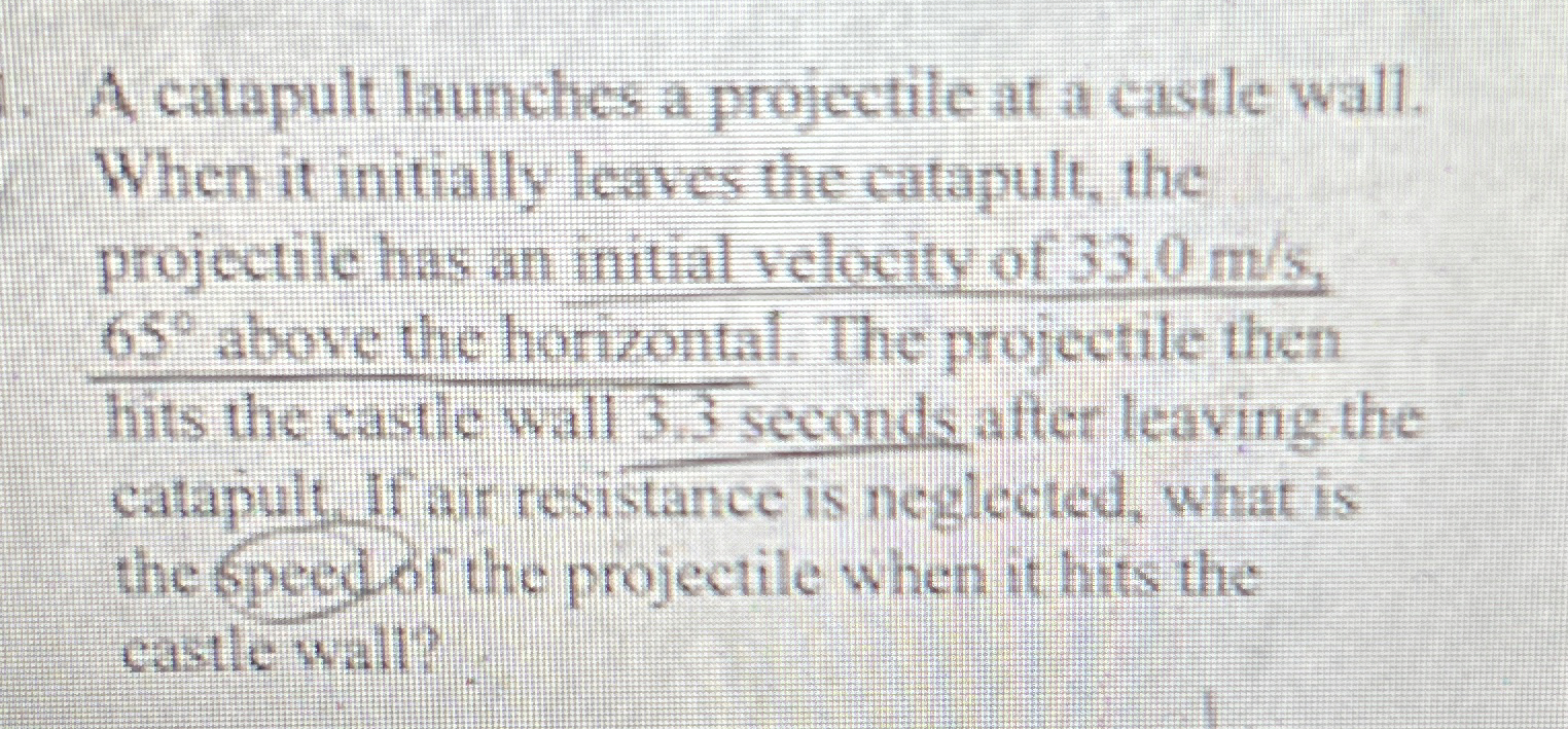 A catapult launches a projectile at a castle | Chegg.com