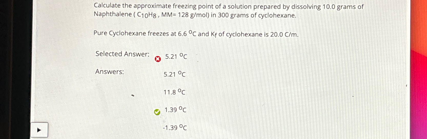Solved Calculate the approximate freezing point of a | Chegg.com