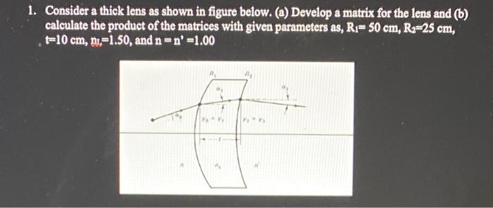 Solved 1. Consider a thick lens as shown in figure below. | Chegg.com