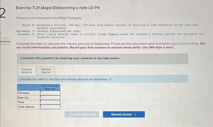 Solved Exercise 7-21 (Algo) Dishonoring a note LO P4 | Chegg.com