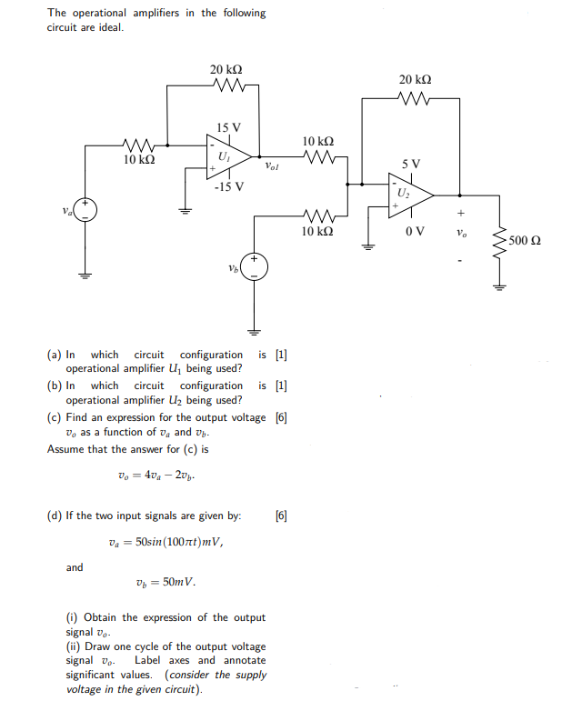 Solved The operational amplifiers in the followingcircuit | Chegg.com
