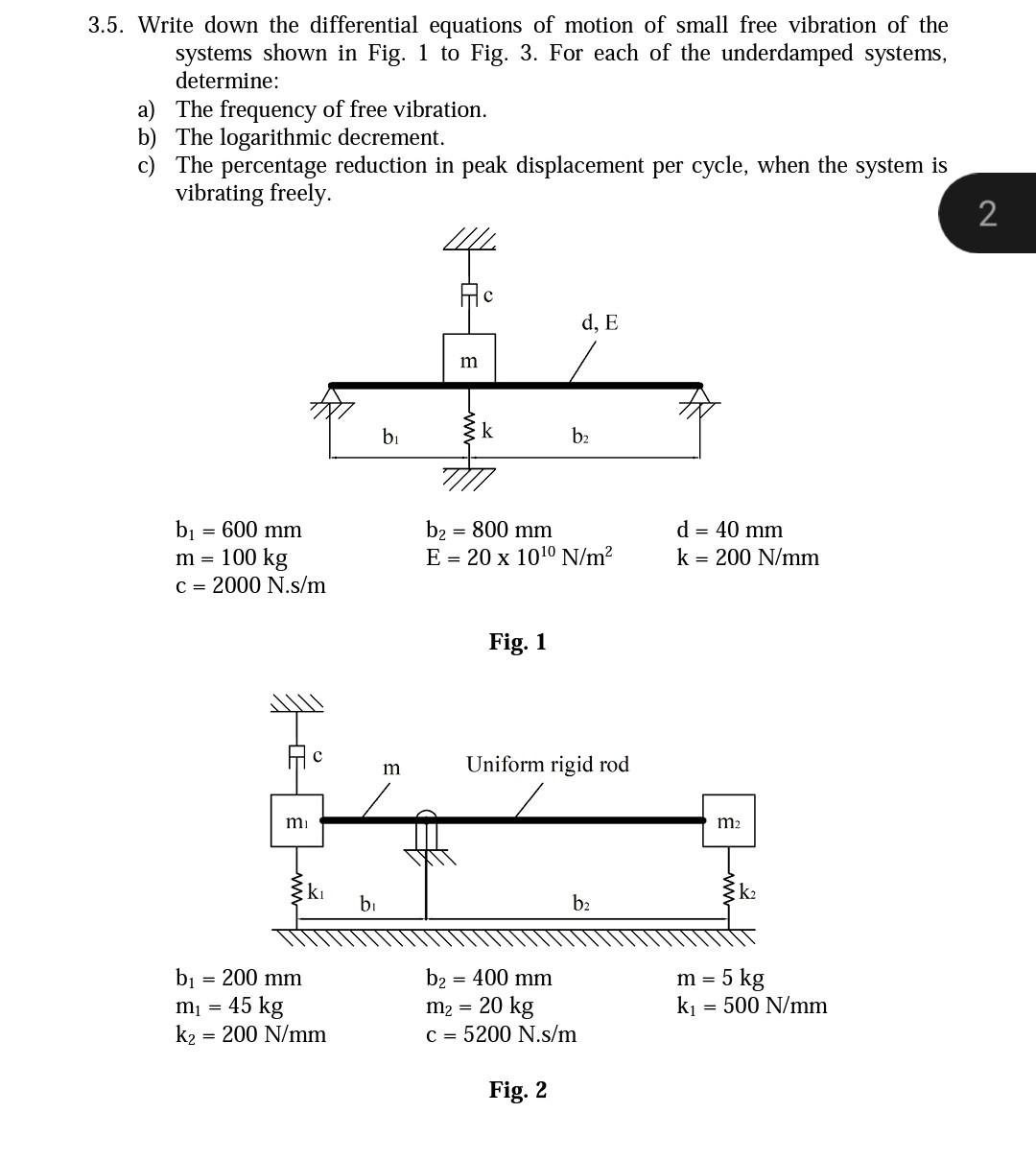 Solved 3.5. Write down the differential equations of motion | Chegg.com