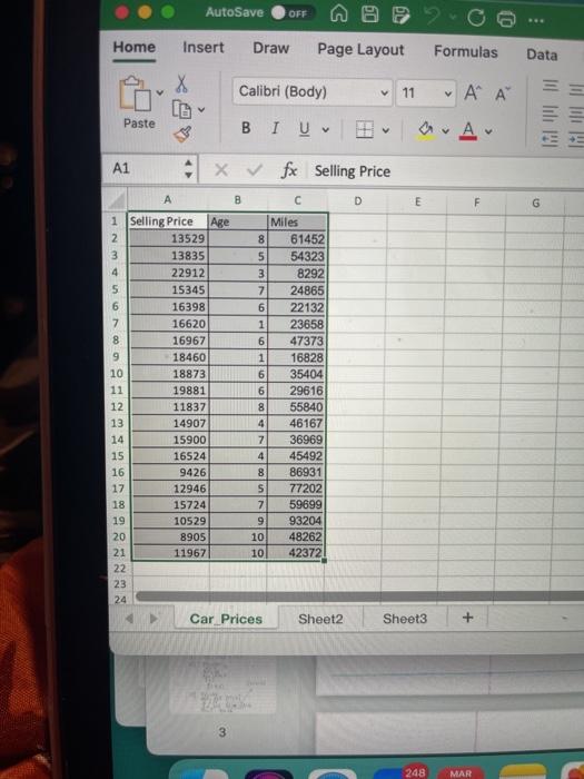 Solved AutoSave OFF Home Insert Draw Page Layout Formulas | Chegg.com