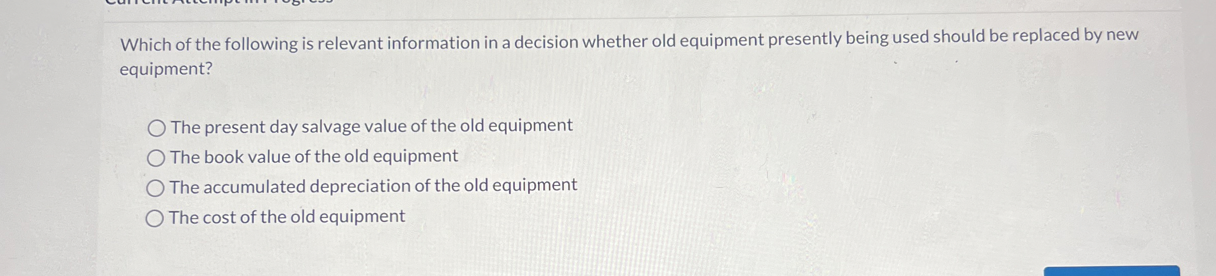 Solved Which of the following is relevant information in a | Chegg.com