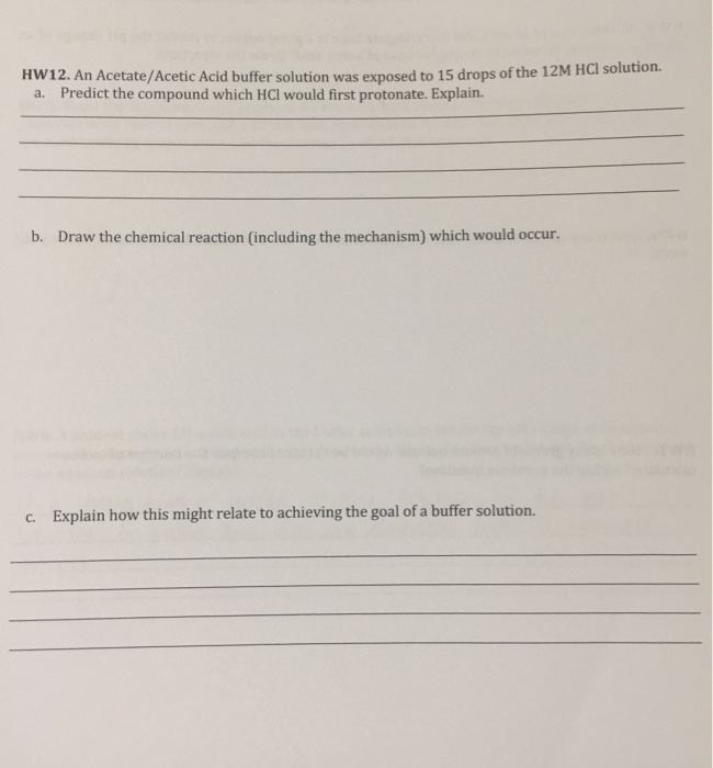 Solved HW12. An Acetate/Acetic Acid buffer solution was | Chegg.com