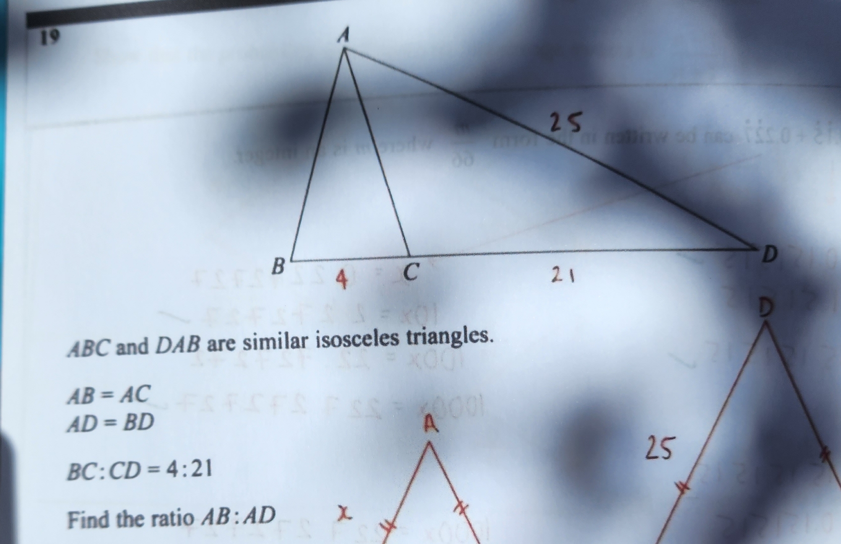 Solved 19ABC and DAB are similar isosceles | Chegg.com
