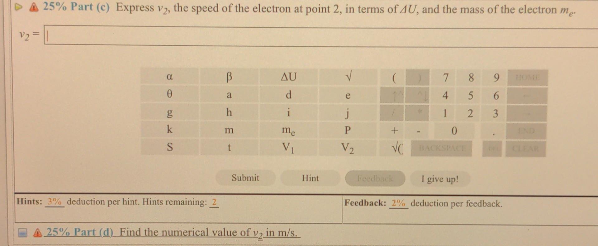 Solved A A 25% Part (C) Express V2, the speed of the | Chegg.com
