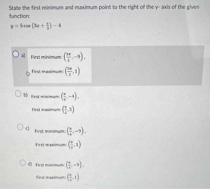 Solved Determine An Equation For The Sinusoidal Function