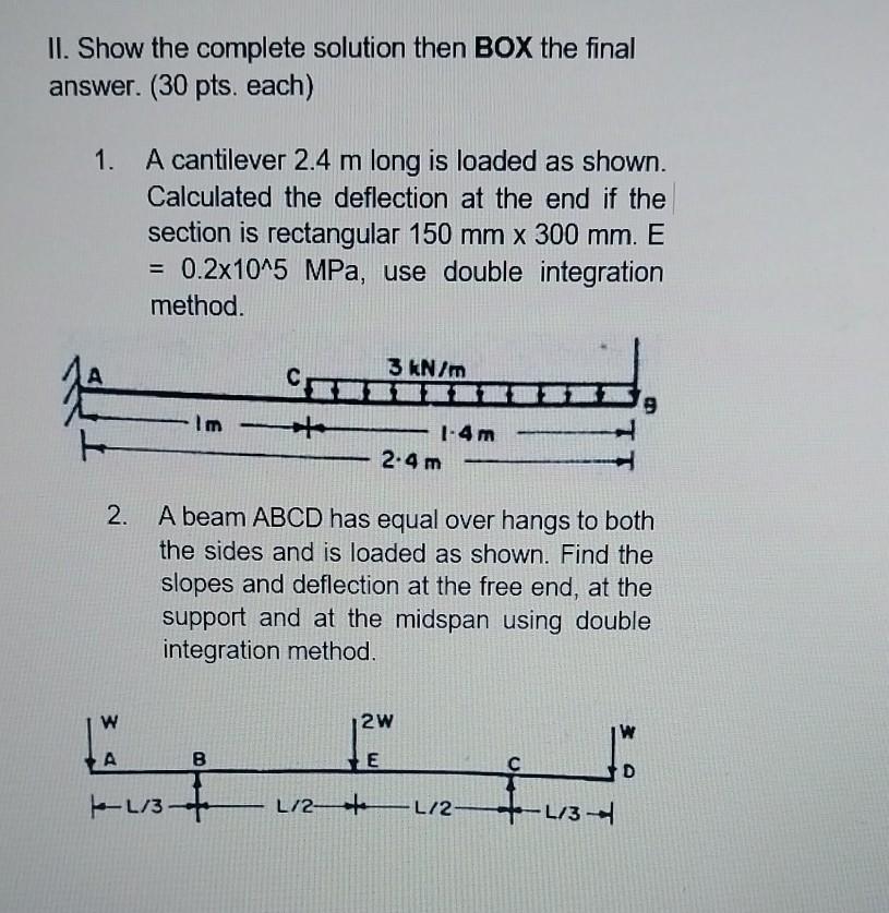 Solved II. Show the complete solution then BOX the final | Chegg.com