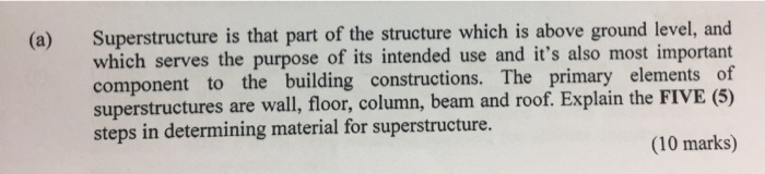 Solved (a) Superstructure is that part of the structure | Chegg.com