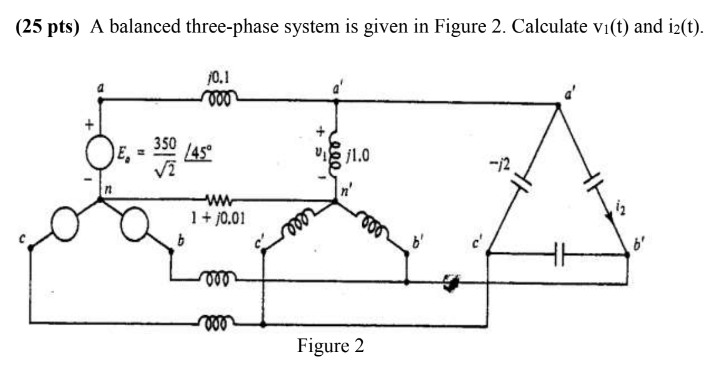 Solved (25 pts) A balanced three-phase system is given in | Chegg.com