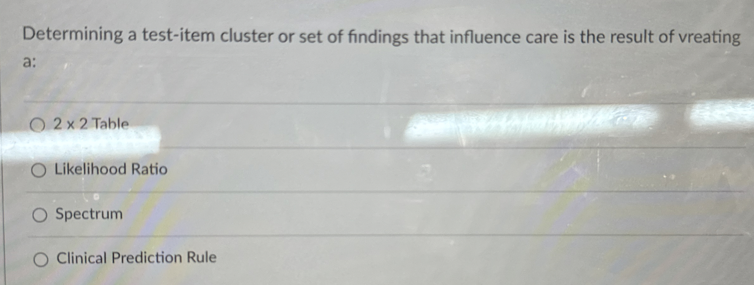 Solved Determining a test-item cluster or set of findings | Chegg.com