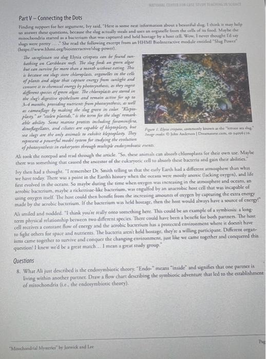 Solved Part V - Connecting the Dots Finding apport for ber | Chegg.com