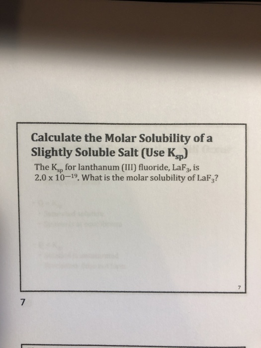 Solved Calculate the Molar Solubility of a Slightly Soluble | Chegg.com