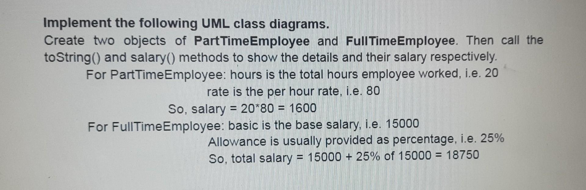Solved Implement the following UML class diagrams. Create | Chegg.com
