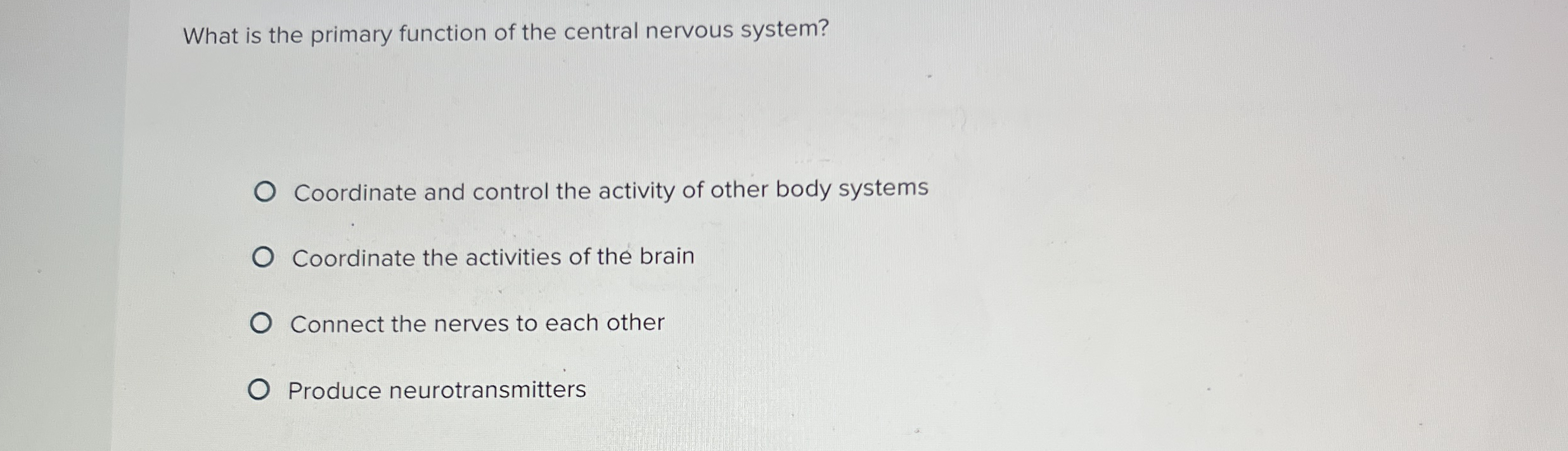Solved What is the primary function of the central nervous | Chegg.com